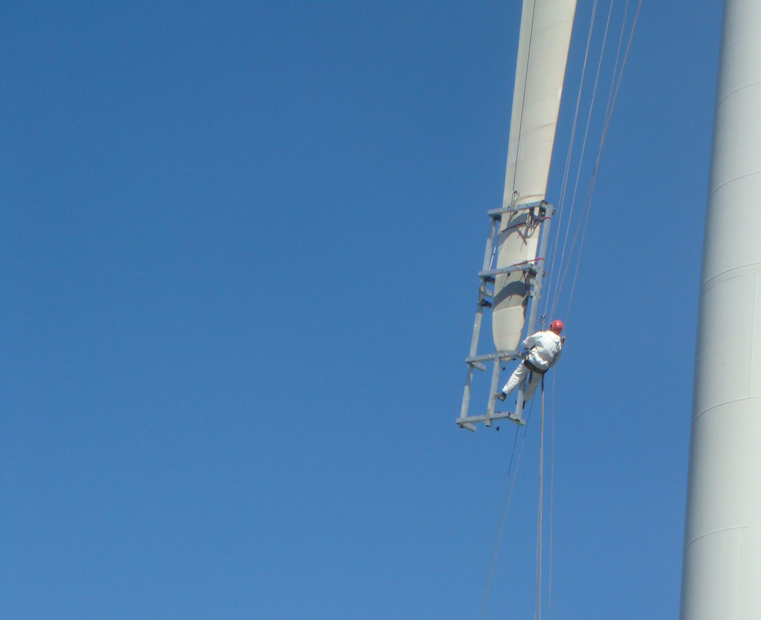 Rotor Blade Extension installation on a hanging blade